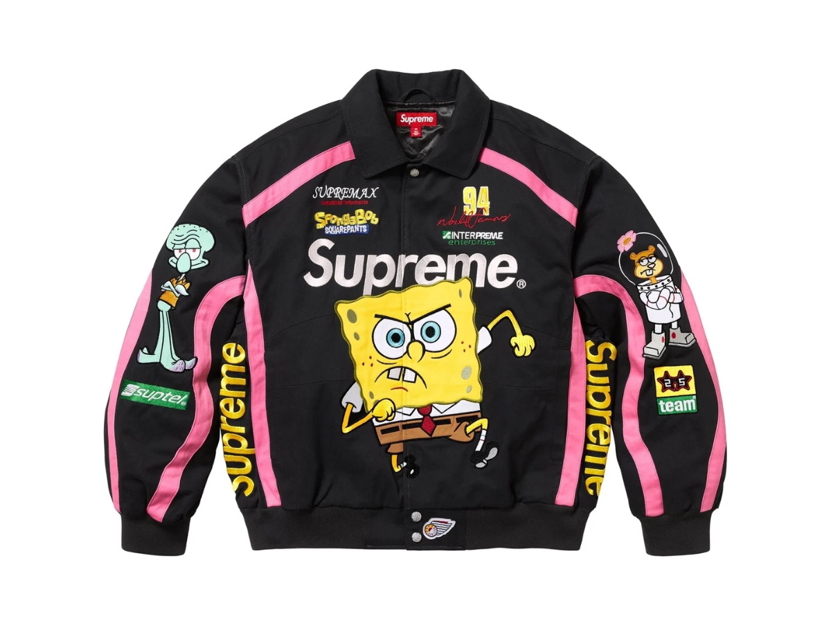 Supreme SpongeBob SquarePants Jeff Hamilton Racing Jacket Black