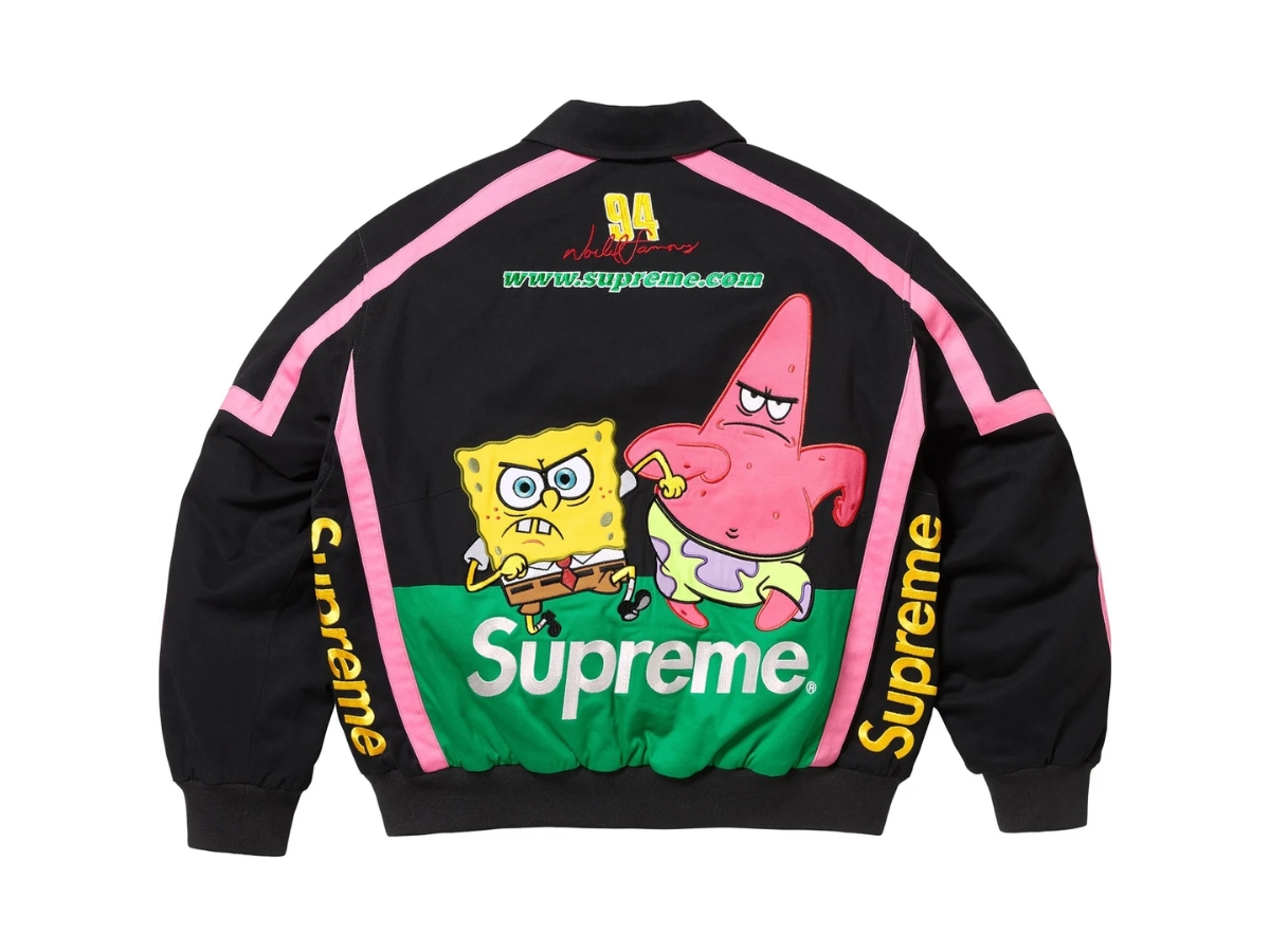 Supreme SpongeBob SquarePants Jeff Hamilton Racing Jacket Black