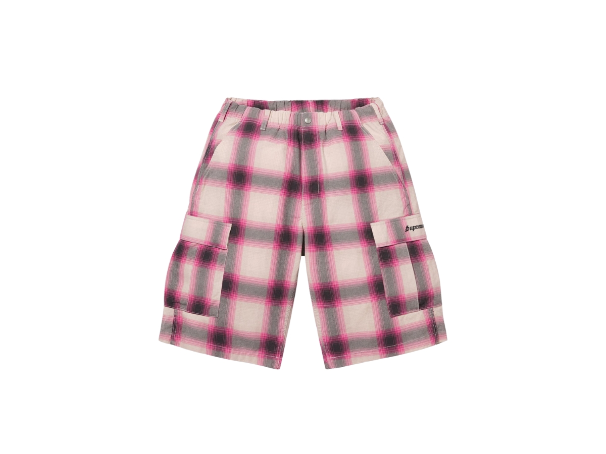 Supreme Shadow Plaid Cargo Short Pink (SS25) | ของแท้