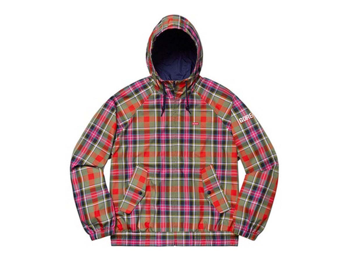 Supreme GORE TEX Hooded Harrington Jacket Olive Plaid