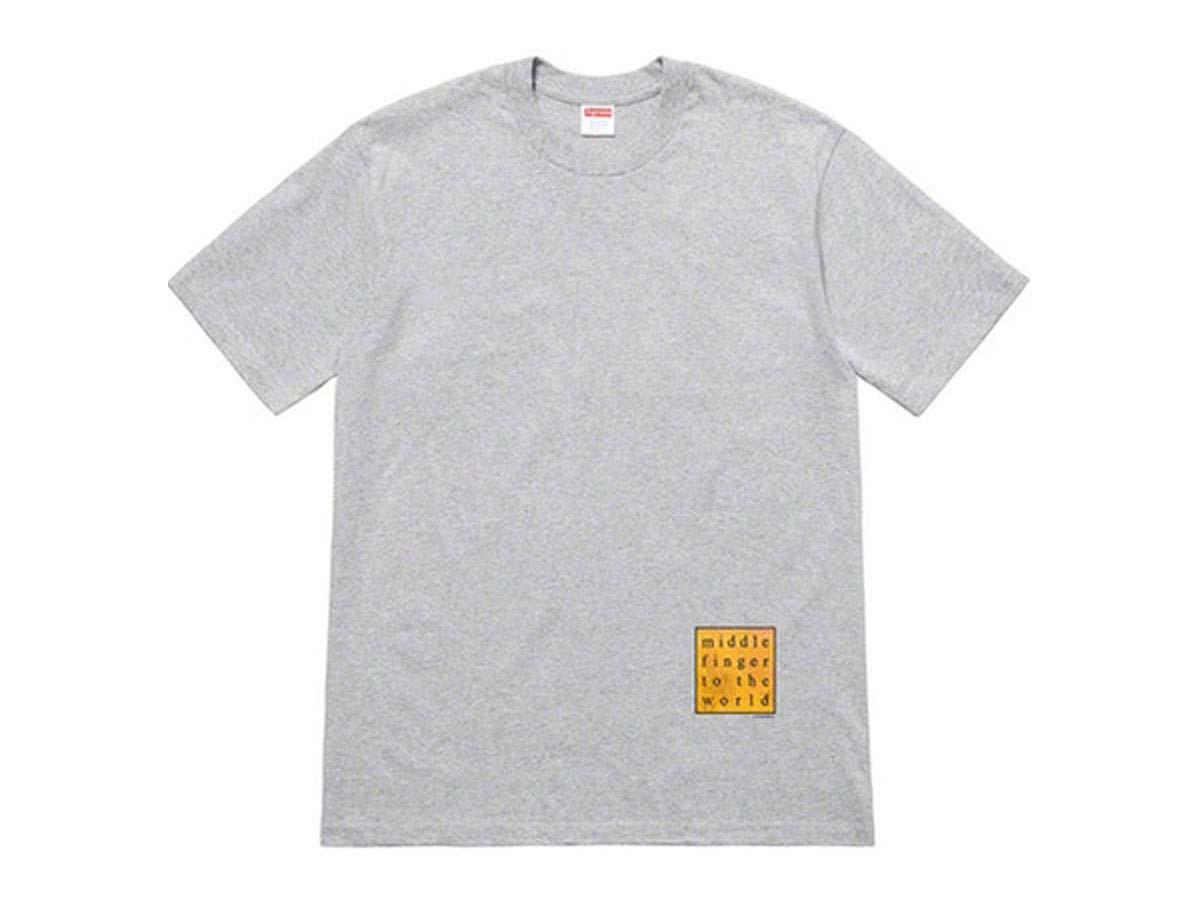 Supreme Middle Finger To The World Tee Heather Grey | ของแท้