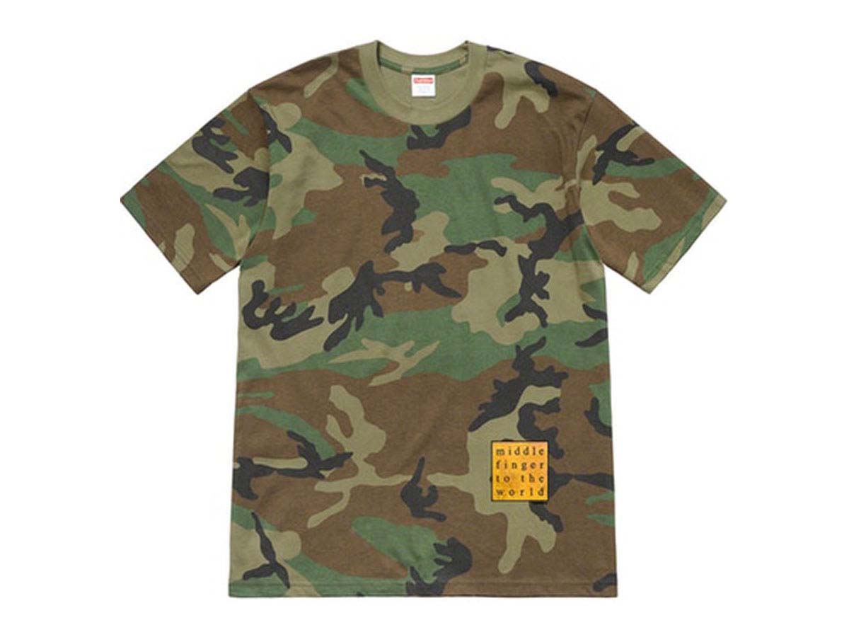 Supreme Middle Finger To The World Tee Woodland Camo