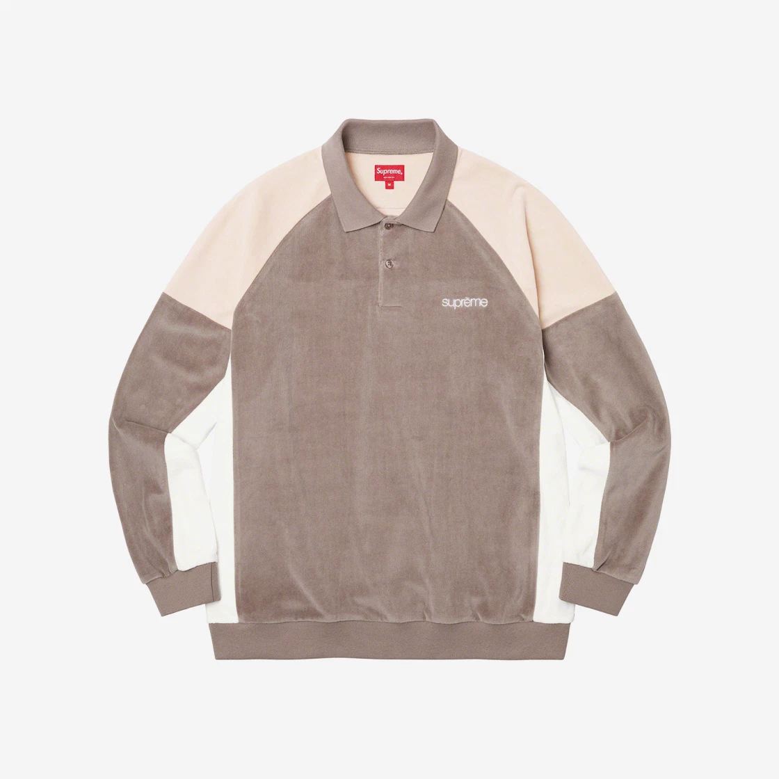 SASOM | เสื้อผ้า Supreme Paneled Velour L/S Polo Light Brown - 22FW ...