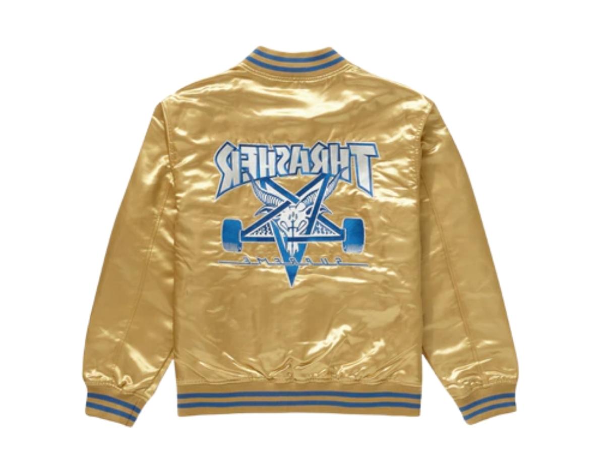 Supreme Thrasher Satin Varsity Jacket Gold | ของแท้