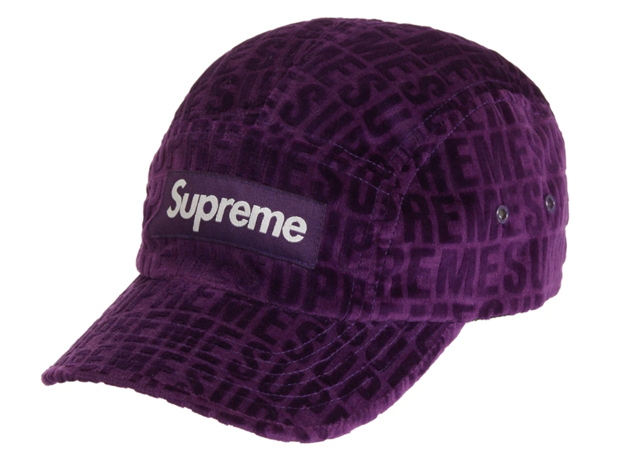 ช้อป Supreme Velvet Pattern Camp Cap Purpleของแท้ที่ SASOM