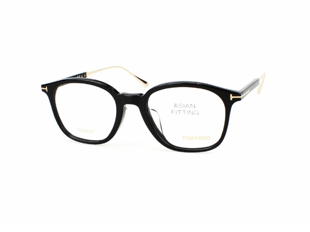 Tom Ford TF-5484-F-001-52 Glasses In Black-Gold Metal Frame With Clear ...