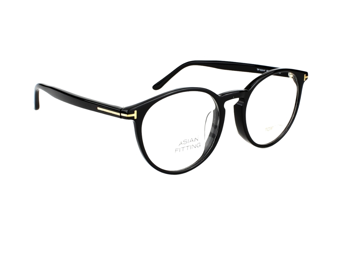 Tom Ford TF-5524-F-001-52 Glasses In Black Acetate Frame-Shiny Metal T ...