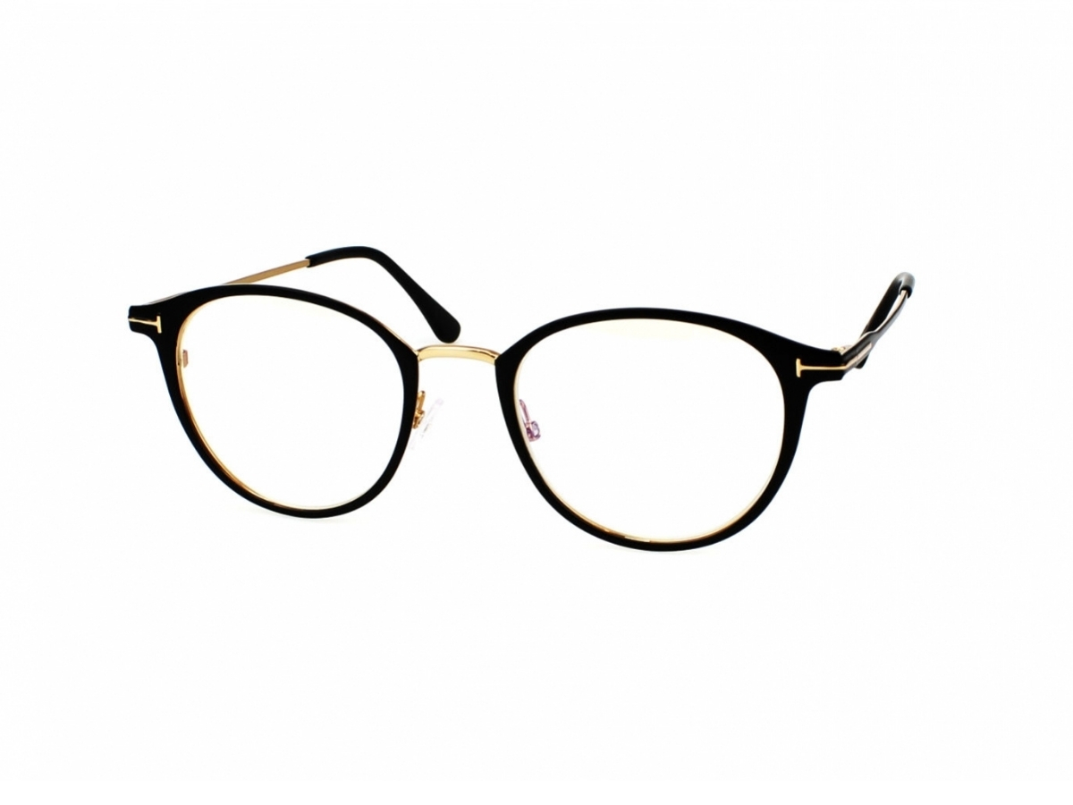 Tom Ford TF-5528-B-002-49 Glasses In Black Acetate-Metal Frame-Shiny ...