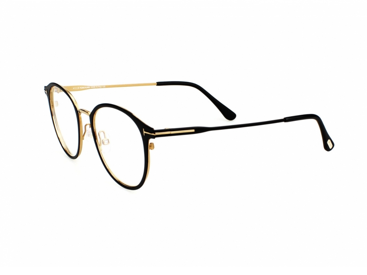 Tom Ford TF-5528-B-002-49 Glasses In Black Acetate-Metal Frame-Shiny ...