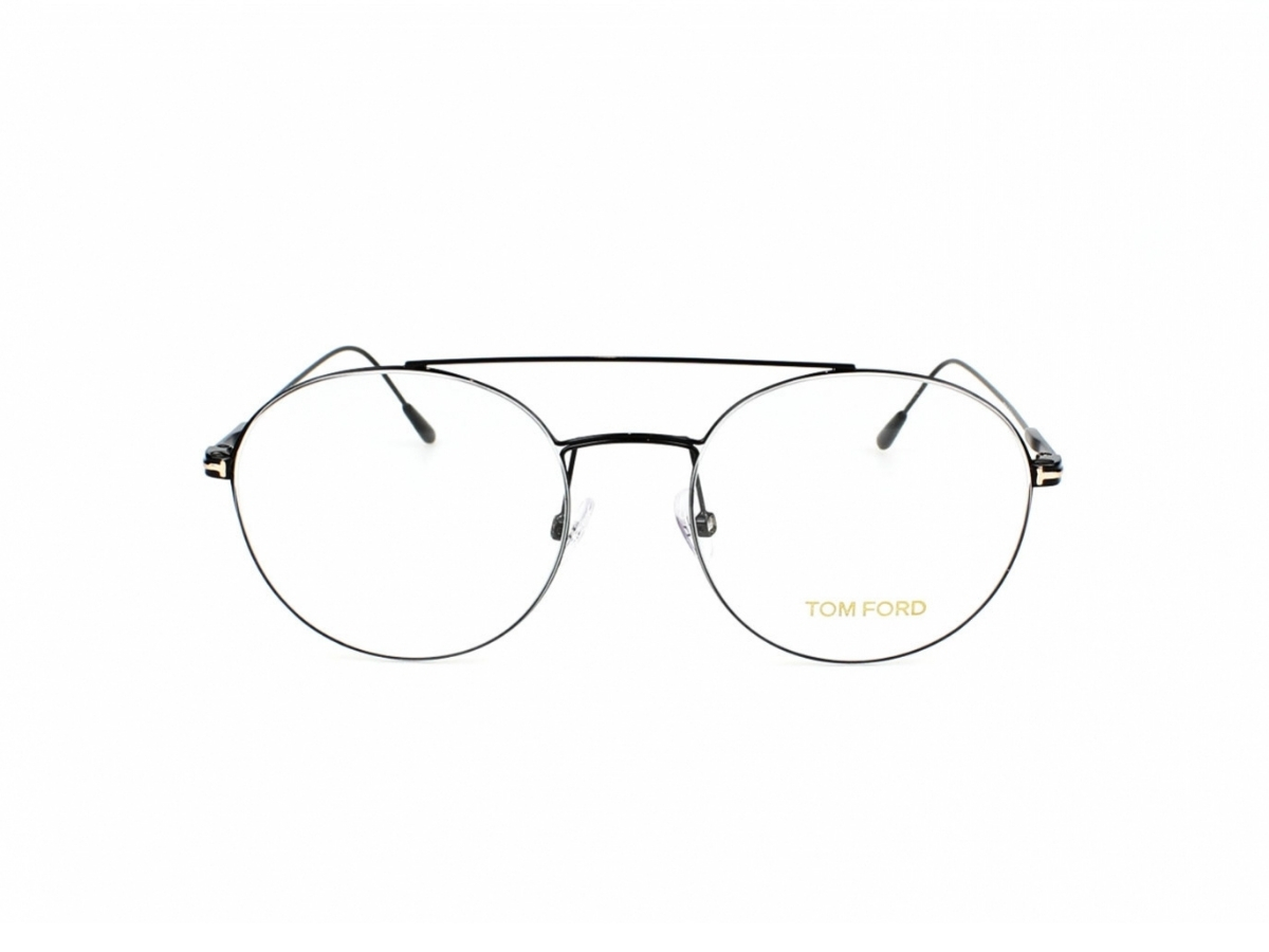 Tom Ford TF-5603-001-52 Glasses In Black Metal Frame-T Logo With Clear ...