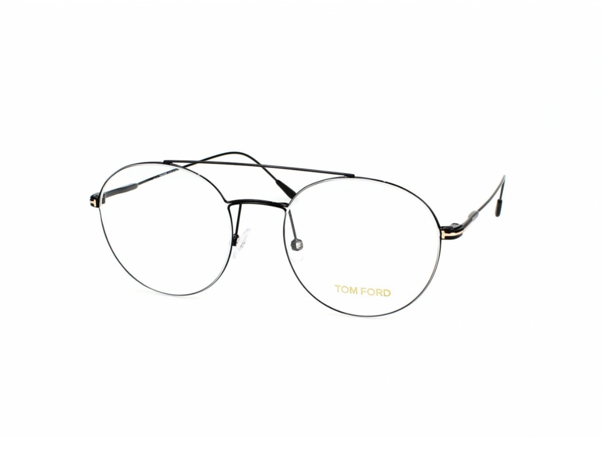 Tom Ford TF-5603-001-52 Glasses In Black Metal Frame-T Logo With Clear ...