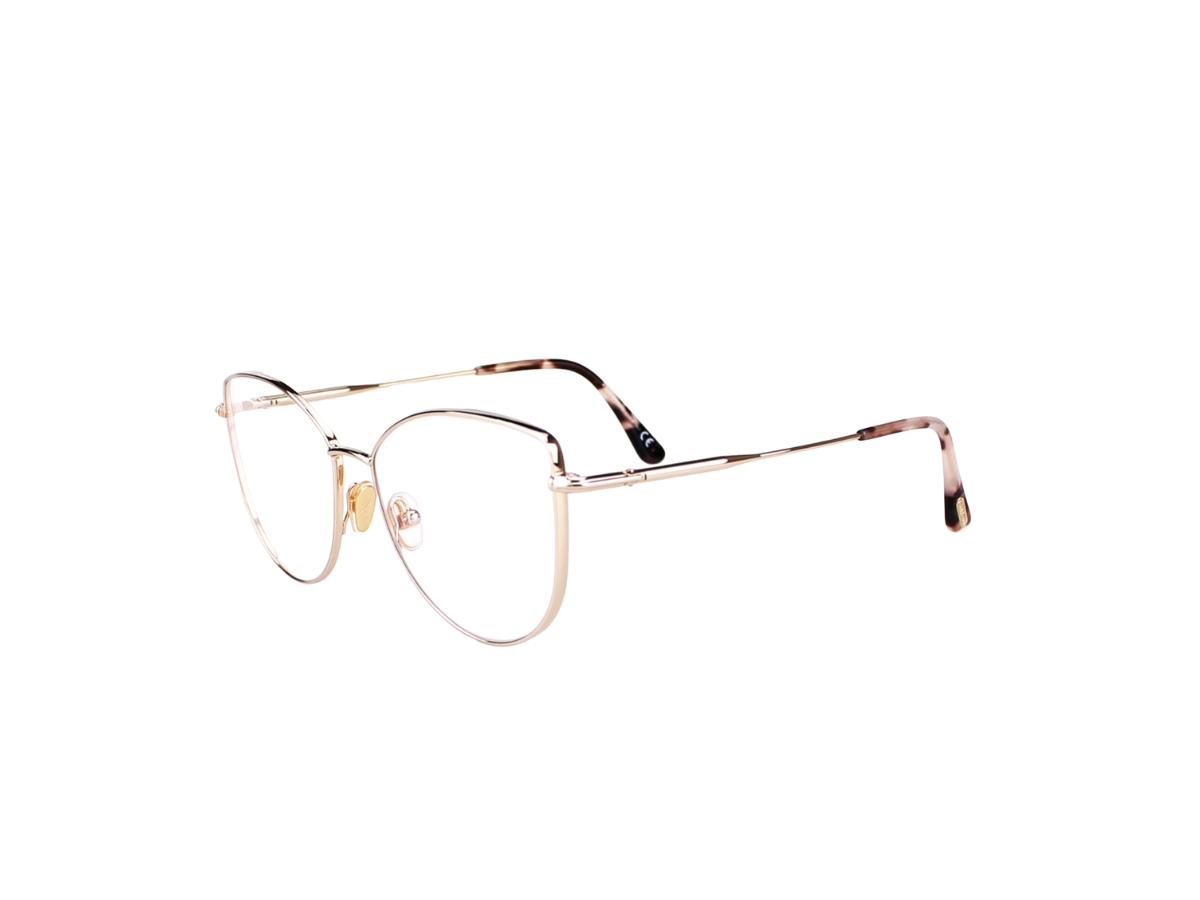 Tom Ford TF5667 Eyeglasses In Plastic Metal With Demo Lens Gold Havana