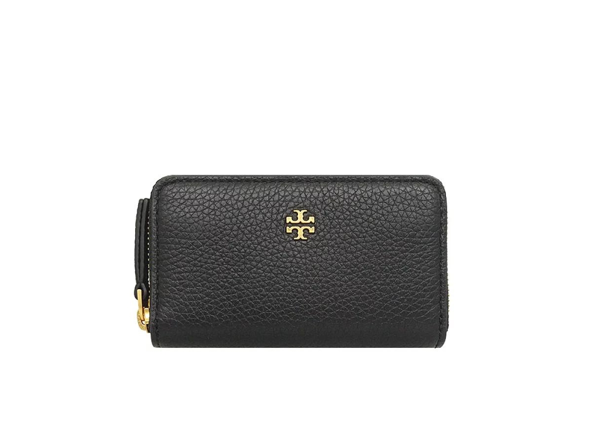 SASOM | bags Tory Burch Blake Zip Card Case In Leather With Gold Color Hardware Black Check the ...