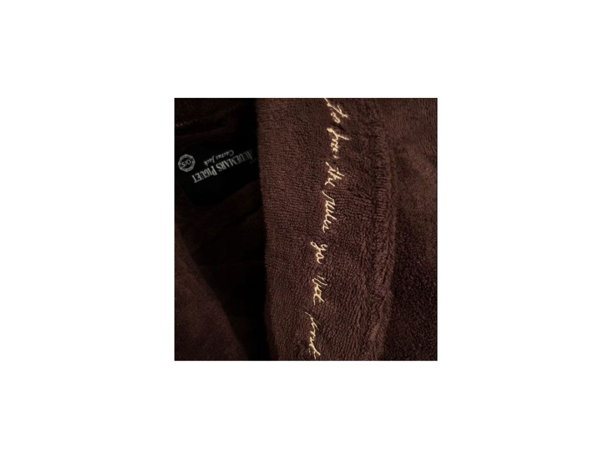 SASOM | accessories Travis Scott CJ X AP Logo Plush Robe Brown Check ...