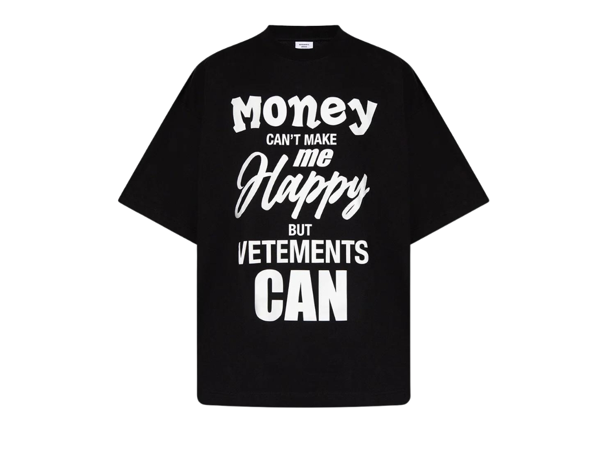 Vetemen Quote-Printed Crewneck T-Shirt Black | ของแท้