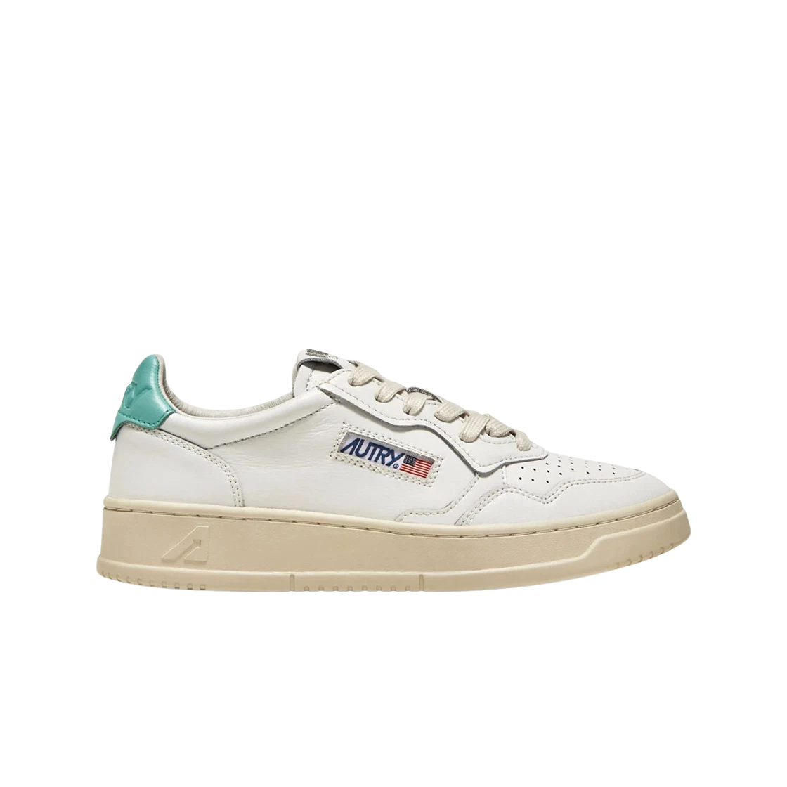 (W) Autry Medalist Low Leather Sneakers White Turquoise