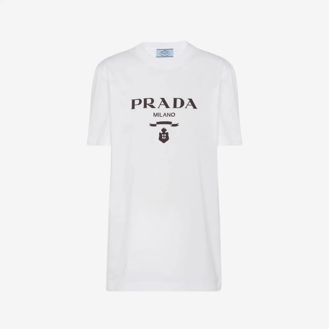 (W) Prada Embroidered Jersey T-shirt White | ของแท้